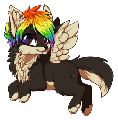 Rainbow Wolves With Wings